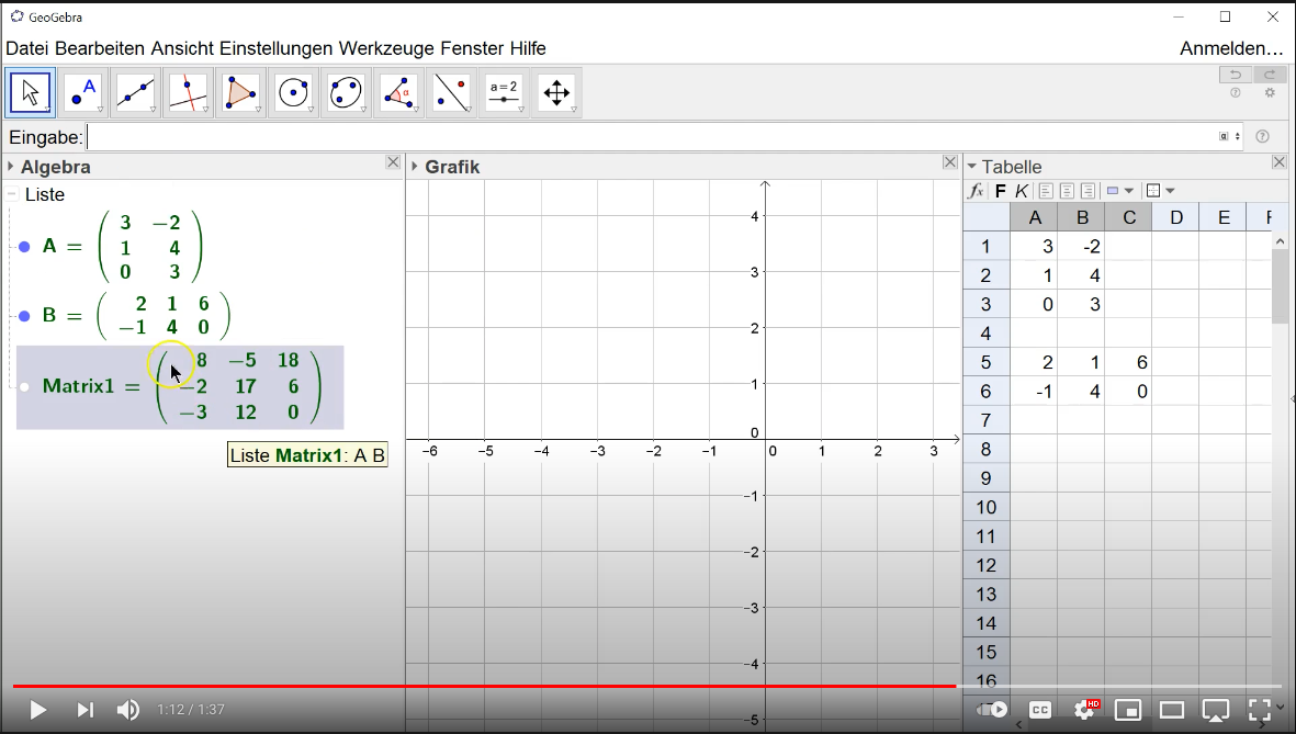 Matrizenmultiplikation in Geogebra | MathFlix