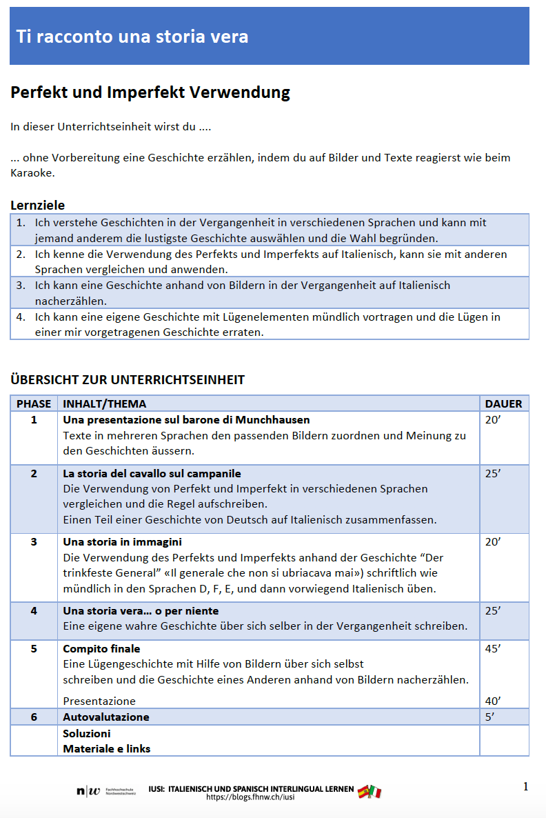 Perfekt und Imperfekt - IUSI: Italienisch und Spanisch interlingual lernen
