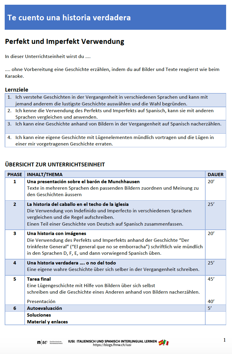 Perfekt und Imperfekt - IUSI: Italienisch und Spanisch interlingual lernen